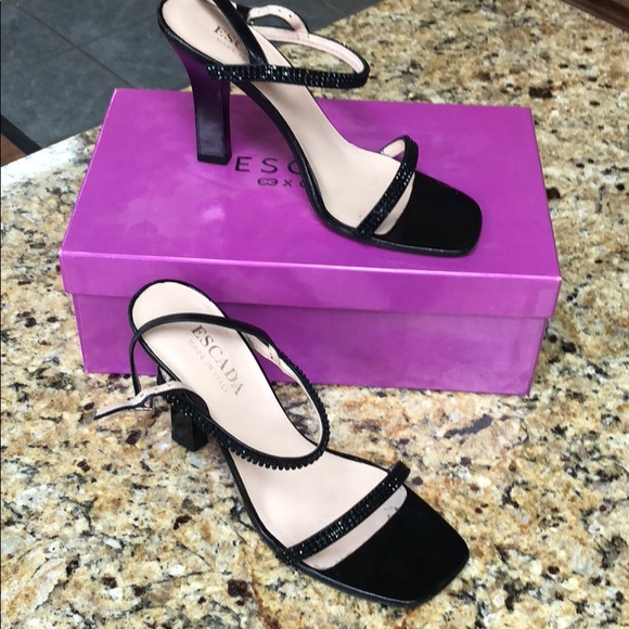Escada | Shoes | Escada Black Strapey High Heel Sandals | Poshmark